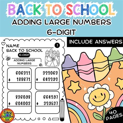 Back To School Math Bundle Adding And Subtracting Large Numbers 5 6 And 7 Digit