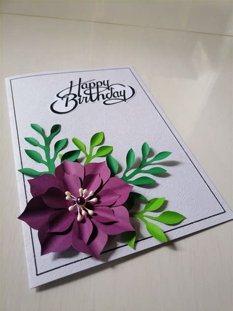 Handmade Birthday Card With Paper Flowers