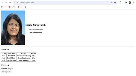 webdevelopment booststarinternship seema suryavanshi