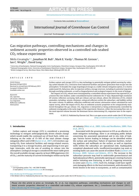 Pdf First Controlled Sub Seabed Co2 Release Experiment Qualitative And Quantitative Analysis