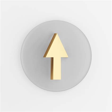 premium photo up arrow gold icon 3d rendering gray round key button