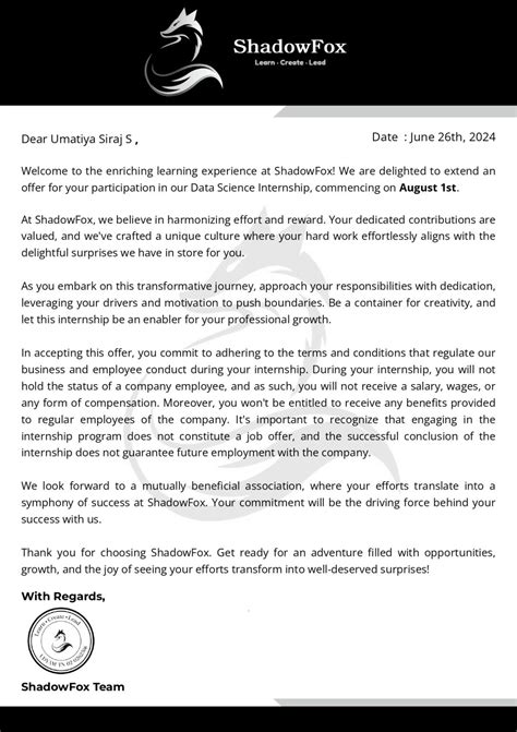 Siraj Umatiya On Linkedin Internship Datascience Shadowfox Career