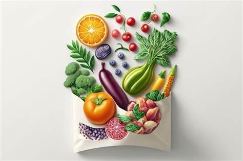 Premium Photo Top View Of A Bag Of Mixed Fruits And Veggies Against A