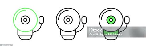 설정 라인 울리는 알람 벨 아이콘은 흰색 배경에 격리되어 있습니다 화재 경보 시스템 서비스 벨 핸드벨 기호 알림 기호 벡터 Jingle Ball에 대한 스톡 벡터 아트 및