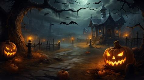 Premium Ai Image Spooky Halloween Jackolanterns