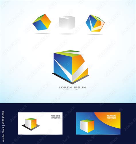 Abstract Cube Box Logo Set Stock Vector Adobe Stock