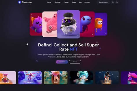 Binasea Nft Marketplace React Template Site Templates Ft Nft