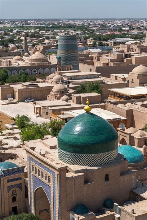 Beautiful Aerial View Of The 2500 Year Old Uzbek City Khiva Uzbekistan