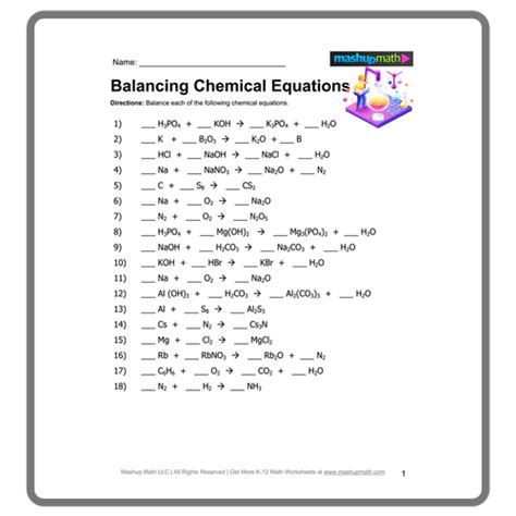 Balancing Equations Worksheet Library — Mashup Math