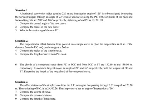 Solved Situation A Horizontal Curve With Radius Equal To M And Course Hero