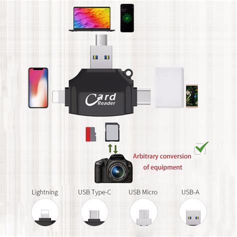 4 In 1 Multifunctional Card Reader Type C USB Conn Grandado