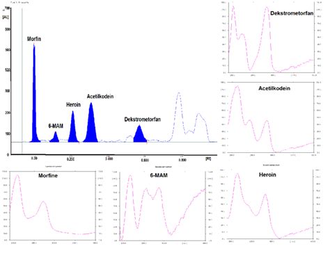 Gambar 1 Densitogram Dan In Situ Spektrum Pemisahan Morfin