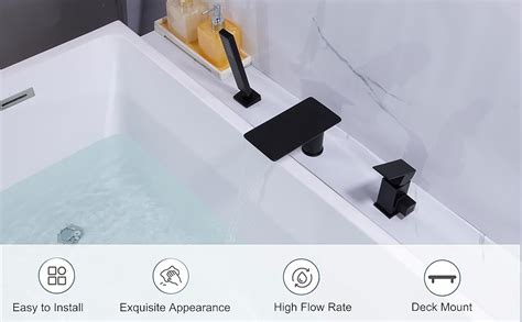 Guoyindong Roman Tub Faucet With Hand Shower Matte Black Deck Mount