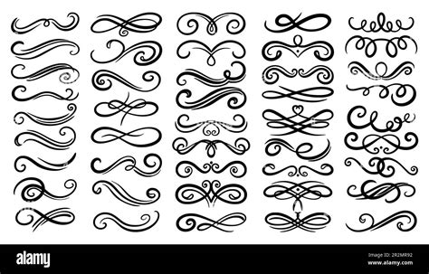 Swirl Border Set Ornament Design Collection Filigree Line Flourish