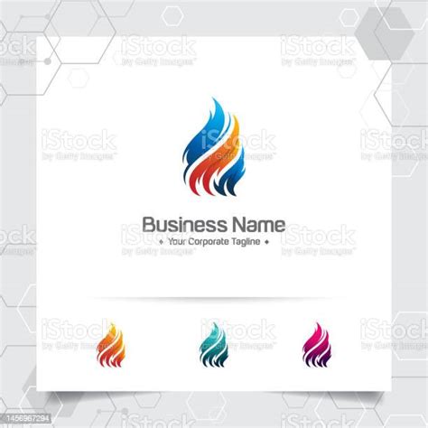 불타는 불의 개념이 있는 화재 로고 디자인 벡터 광산업 및 연료 처리를 위한 오일 가스 로고 3차원 형태에 대한 스톡 벡터 아트 및 기타 이미지 Istock