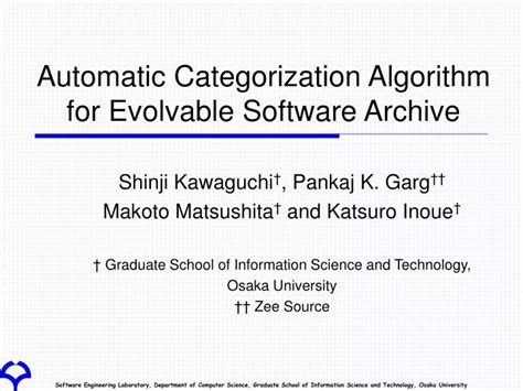 Ppt Automatic Categorization Algorithm For Evolvable Software Archive