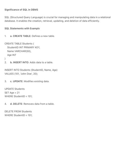 Significance Of Sql In Dbms Pdf