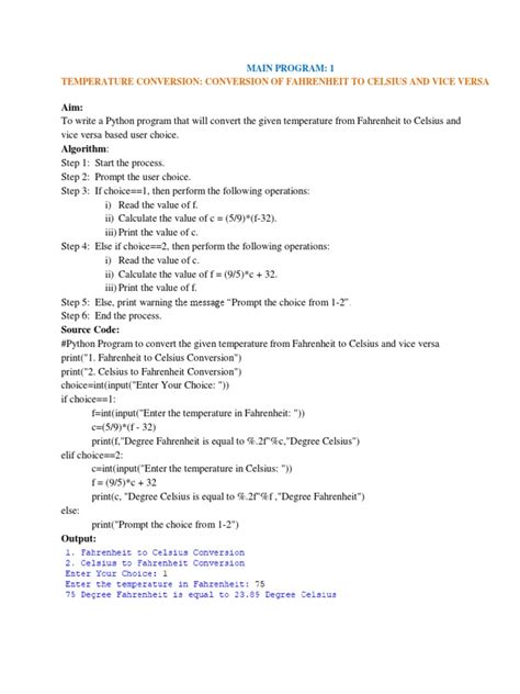Python Main Programs Set 1 Pdf Area Fahrenheit