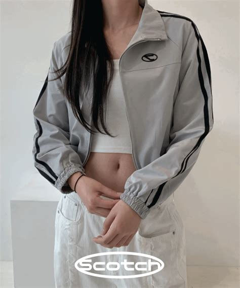 문의폭주🖤 블록코어 스카치 실버 집업 스포티 트랙 자켓 크롭 밴딩 투웨이 에이블리