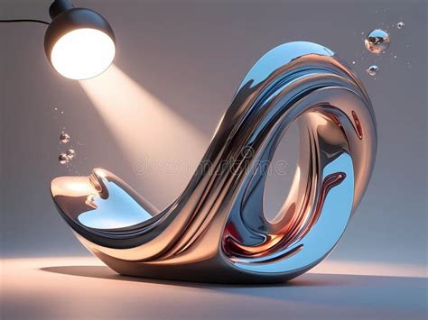 Elegant Metallic Sculpture With Liquid Like Curves Under Spotlight Stock Illustration