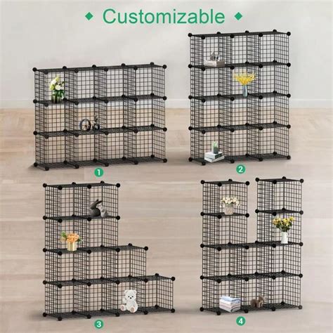 12 Cube Wire Cube Storage Organizer Modular Bookshelf With Sheing