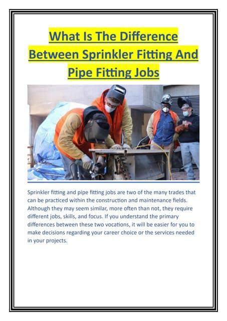 What Is The Difference Between Sprinkler Fitting And Pipe Fitting Jobs