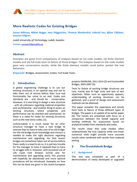 More Realistic Codes For Existing Bridge Pdf Bending Bridge