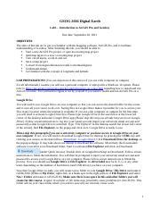 Lab ArcGISProGeodesy Docx GEOG Digital Earth Lab Introduction To ArcGIS Pro And