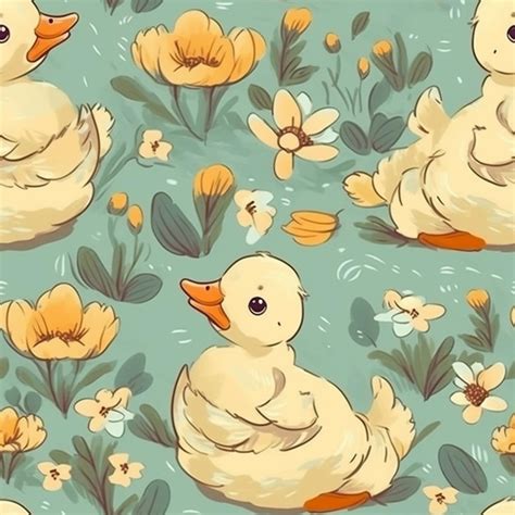 Premium Photo Seamless Duck Pattern Vector Generative Ai