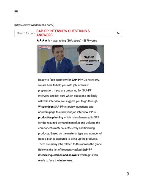Sap Pp Interview Questions Wisdom Jobs India Pdf Service Level Agreement Industries