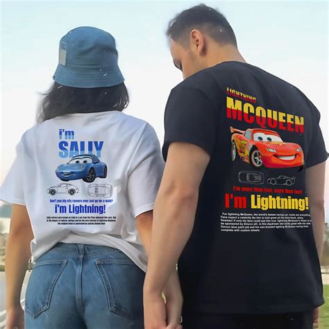 Camiseta De Rayo Mcqueen Y Sally Para Parejas Traje Merch Para Hombres