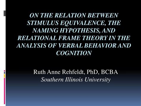 Ppt On The Relation Between Stimulus Equivalence The Naming Hypothesis And Relational Frame