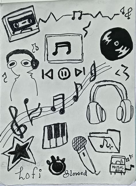 Music Aesthetic Drawing 🖤🫶🏼 Easy Doodles Drawings Doodle Drawings