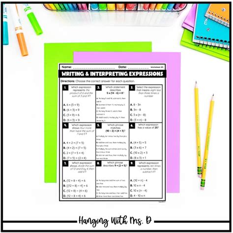 5th Grade Math Worksheets Writing And Interpreting Numerical Expressions