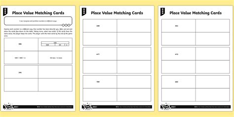 place value three digit numbers differentiated matching cards