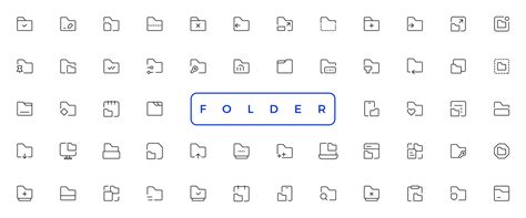 Folders Flat Line Icons Set File Catalog Document Search Folder