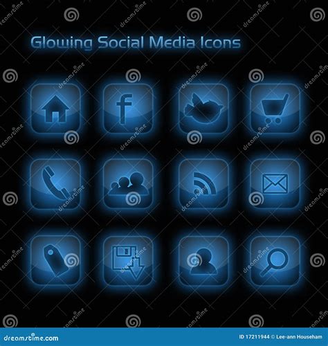 Blue Glowing Social Media Icons Editorial Stock Image Illustration Of