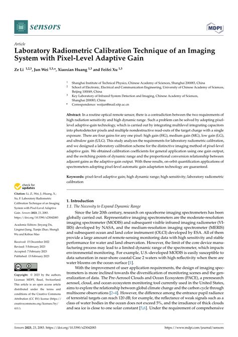 pdf laboratory radiometric calibration technique of an imaging system