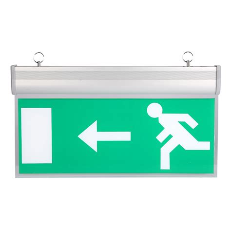 Señal De Salida De Emergencia Led Acrílica Con Indicador Izquierdo