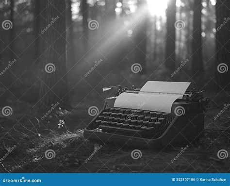 Black And White Image Of A Vintage Typewriter Stock Illustration Illustration Of Story