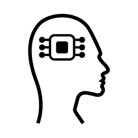 Premium Vector Ai Artificial Intelligence Icon Of Human Face With A Digital Chip On Brain For