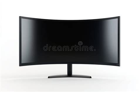 Ultra Wide Curve Lcd Monitor Displayed Front View Isolated On White