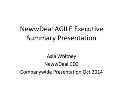 Neww Deal Agile Executive Summary Presentation Ppt