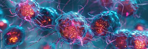 Brain Cancer Cells Of Glioblastoma Viewed Under A Microscope Stock