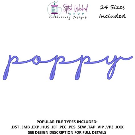 Poppy Embroidery Design Poppy Script Embroidery File Poppy Sweatshirt
