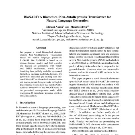 Bionart A Biomedical Non Autoregressive Transformer For Natural Language Generation Acl Anthology