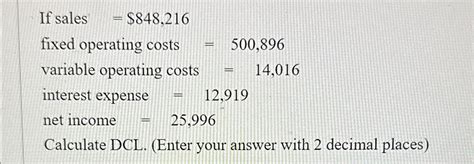 Solved If Sales Fixed Operating Costs Chegg