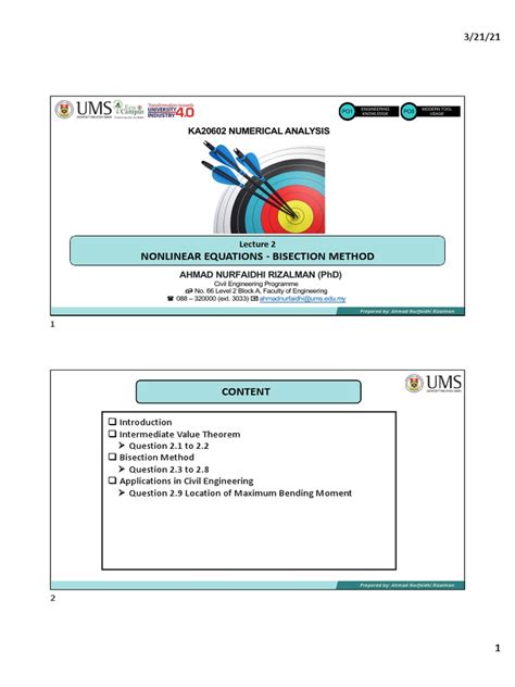 02 Nonlinear Equations Bisection Method Pdf Equations Mathematics