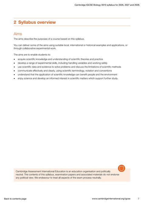 Igcse Biology 0610 2026 2028 Syllabus Pdf