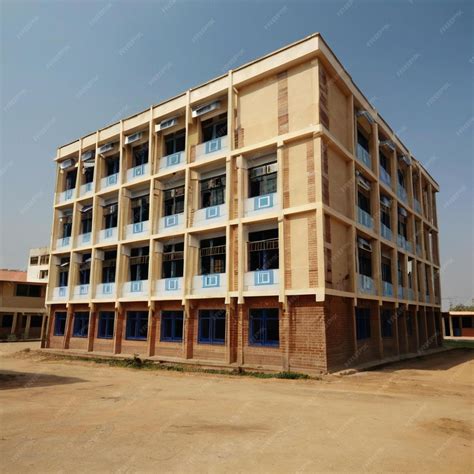 Three Storey School Building Premium Ai Generated Image
